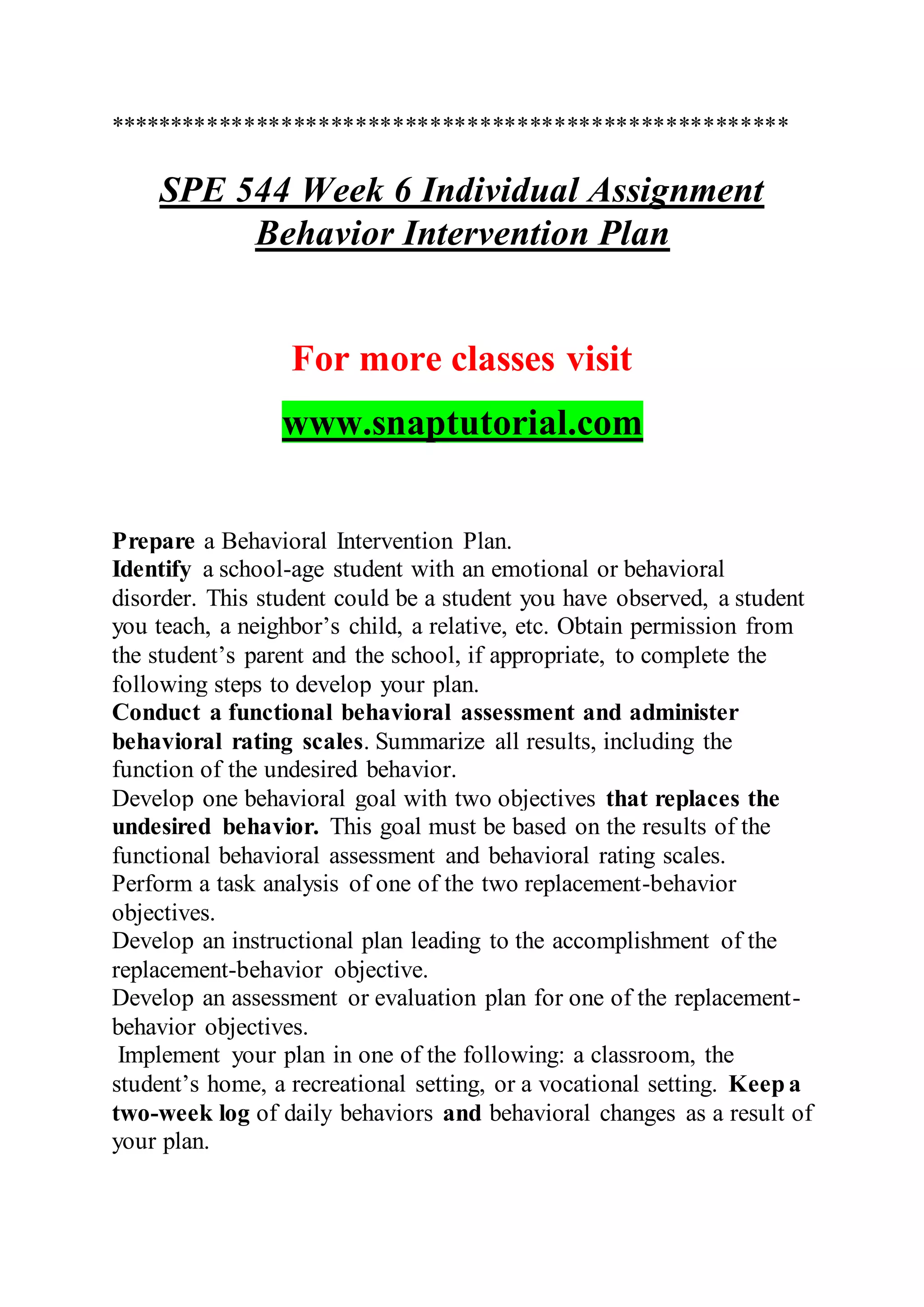 Spe 544 Education Specialist-snaptutorial.com