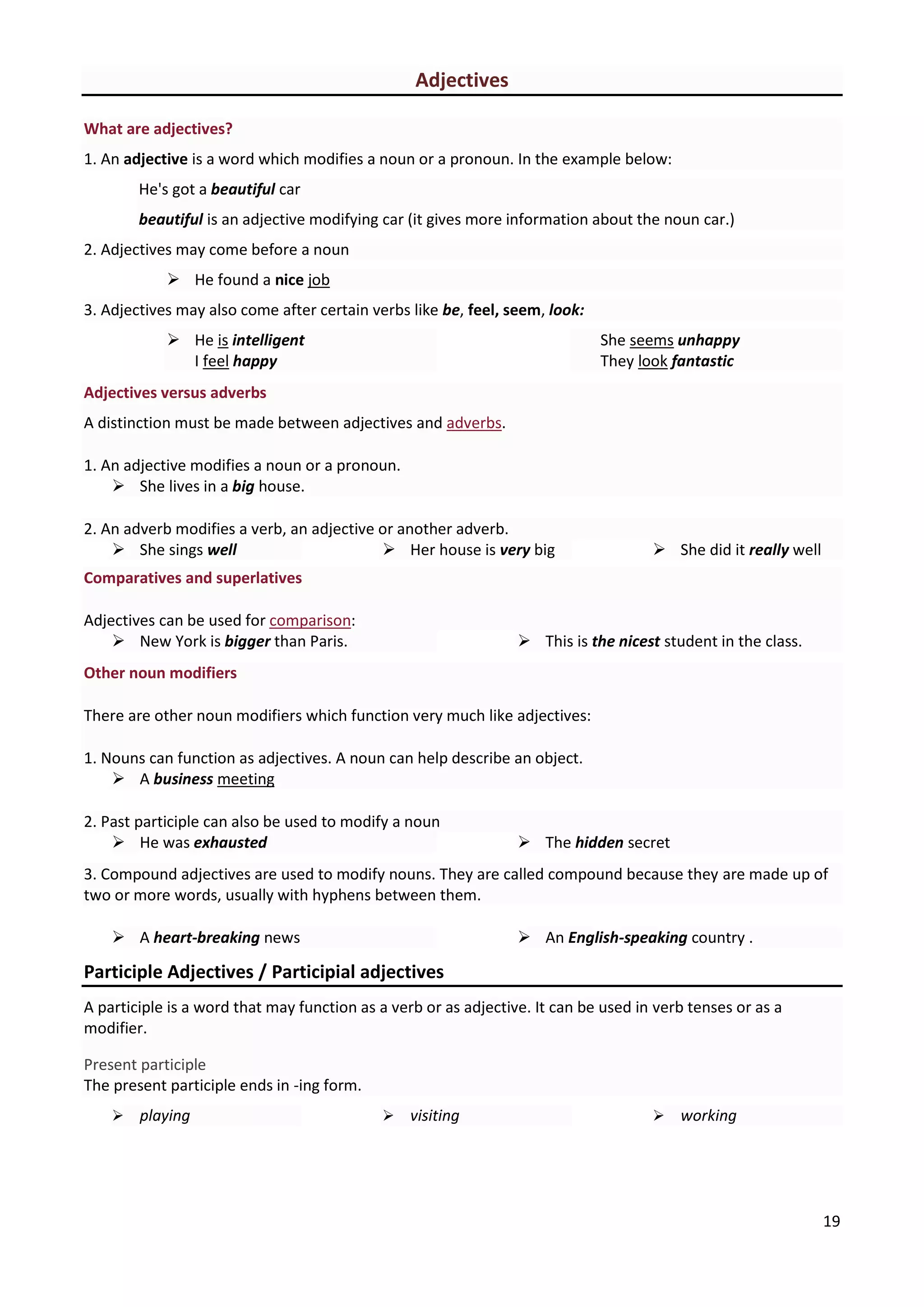 English grammar, parts of speech | PDF