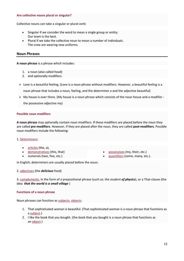 English grammar, parts of speech | PDF