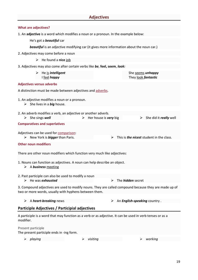 English grammar, parts of speech | PDF