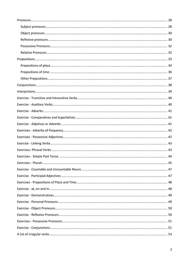 English grammar, parts of speech | PDF