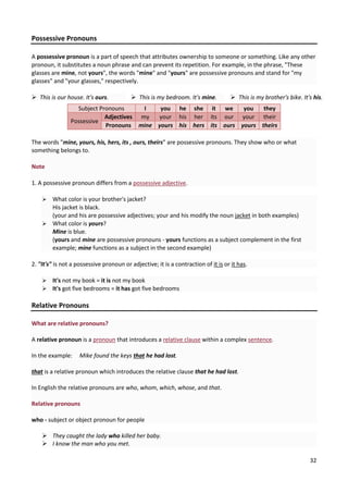 English grammar, parts of speech | PDF