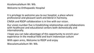 Speach welcome new doctor on hospital exchange | PPTX