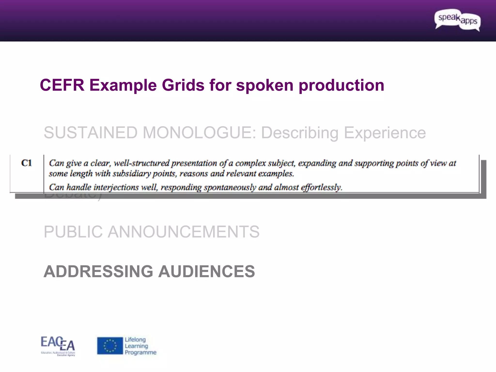 SpeakApps CEFR Tasks for Oral Production Online | PPT