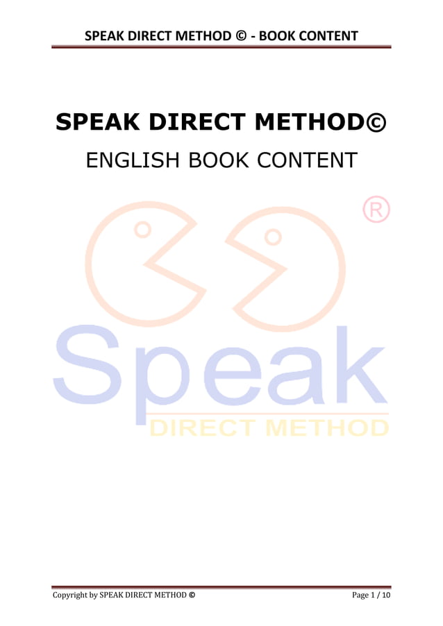 Speak direct method english book content | PDF