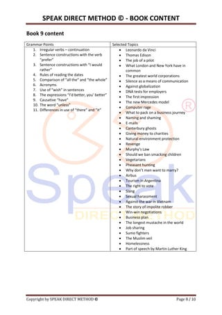 Speak direct method english book content | PDF