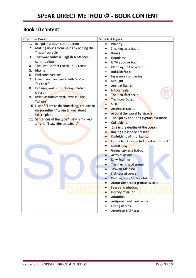 Speak direct method english book content | PDF