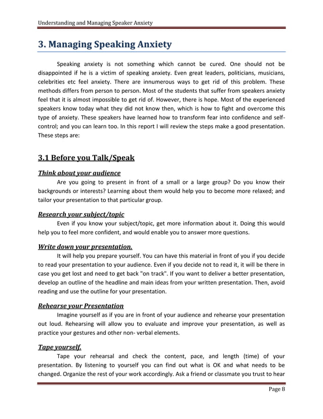 Understanding and Managing Speaker Anxiety by Iqbal | PDF