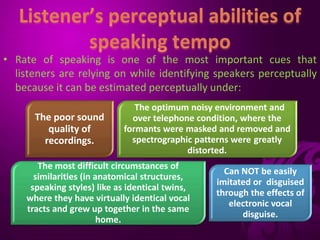 Speaker identification based on temporal parameters | PPT