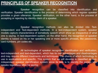 Speaker Recognition System | PPTX