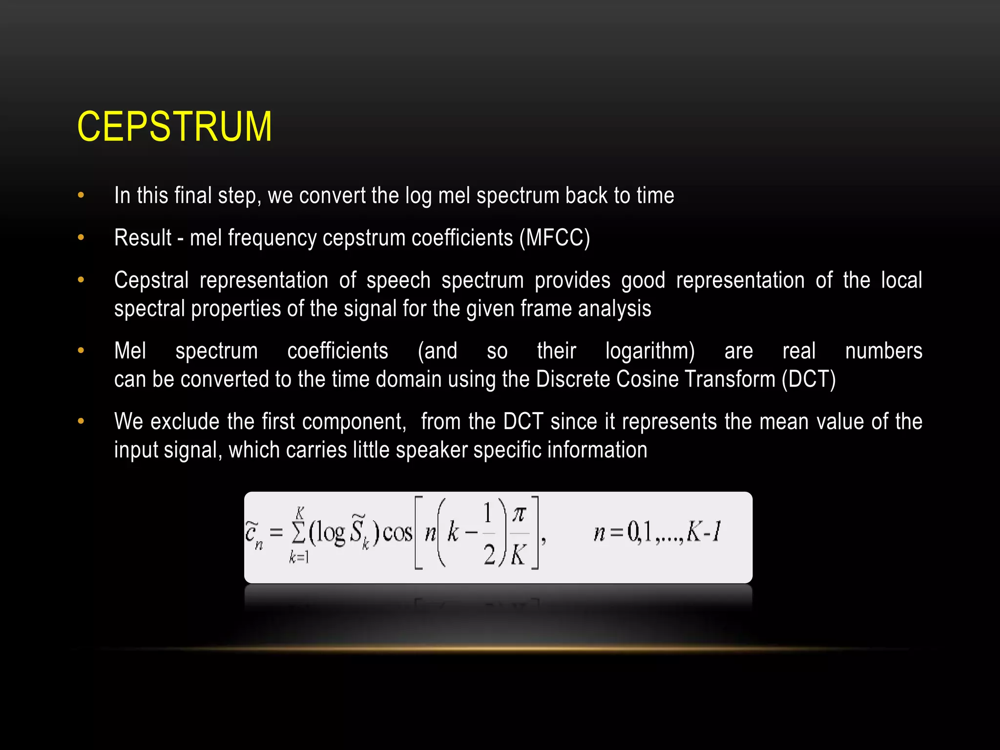 Speaker recognition using MFCC | PPTX