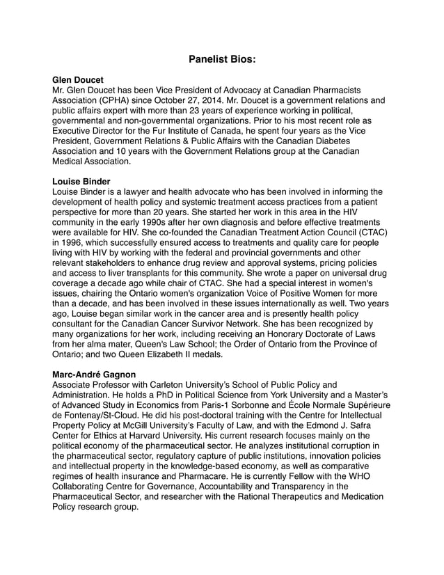 Speakers' bios | PDF