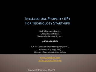 Intellectual Property for Technology Startups - Entrepreneurship 101 | PPT