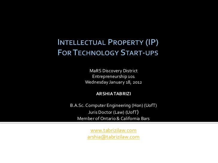 Intellectual Property for Technology Startups - Entrepreneurship 101