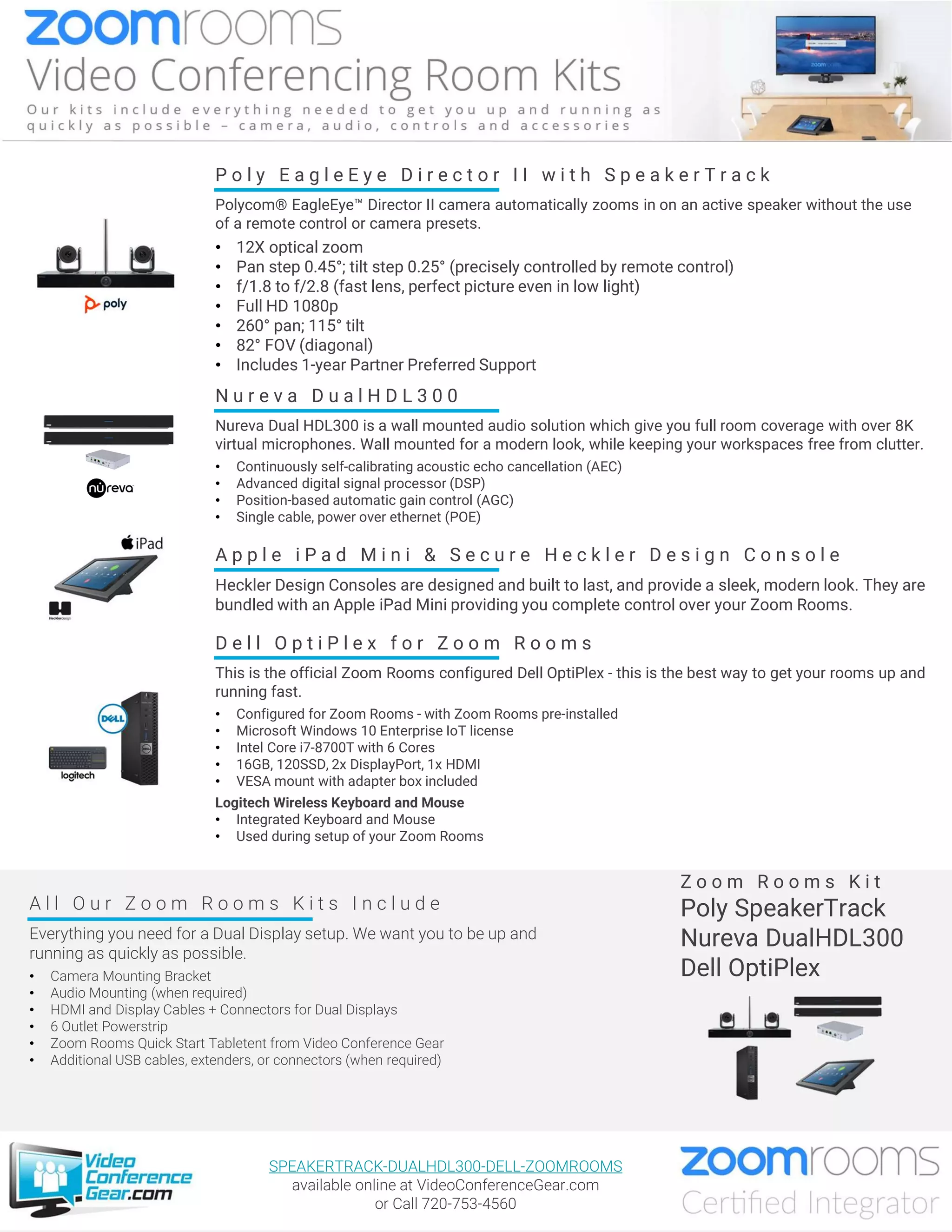 Zoom Rooms Kit from Video Conference Gear featuring the Poly EagleEye ...