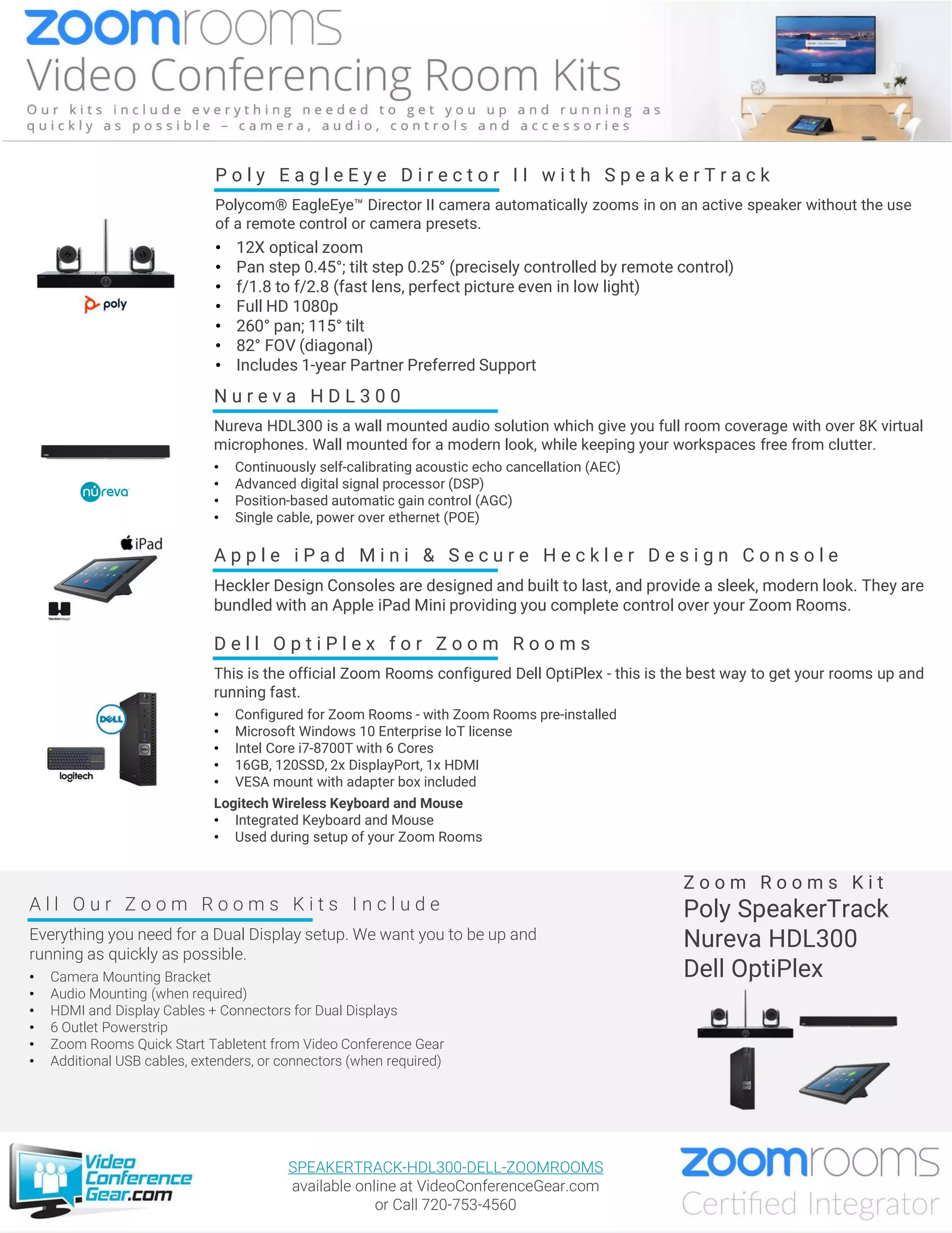 Zoom Rooms Kit from Video Conference Gear featuring the Poly EagleEye ...