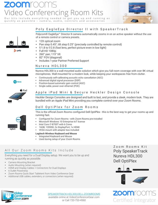 Zoom Rooms Kit from Video Conference Gear featuring the Poly EagleEye ...