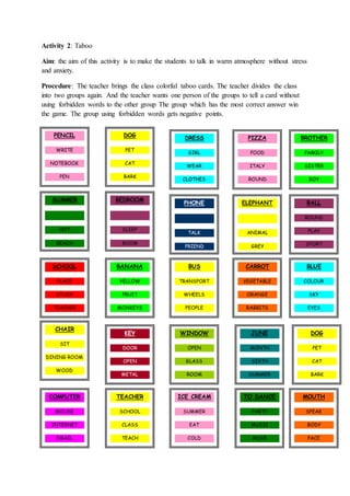 Speaking activities for young learners | DOCX