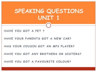 Speaking 1ºeso unit1 | PPTX
