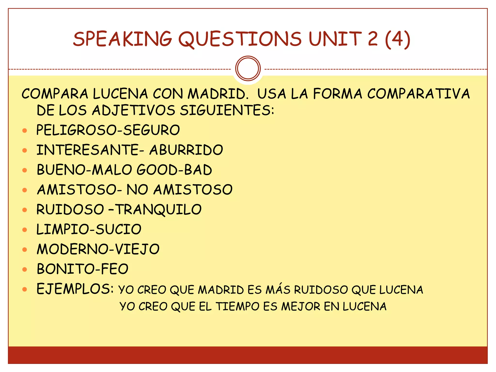 Speaking 1ºeso unit2 | PPTX