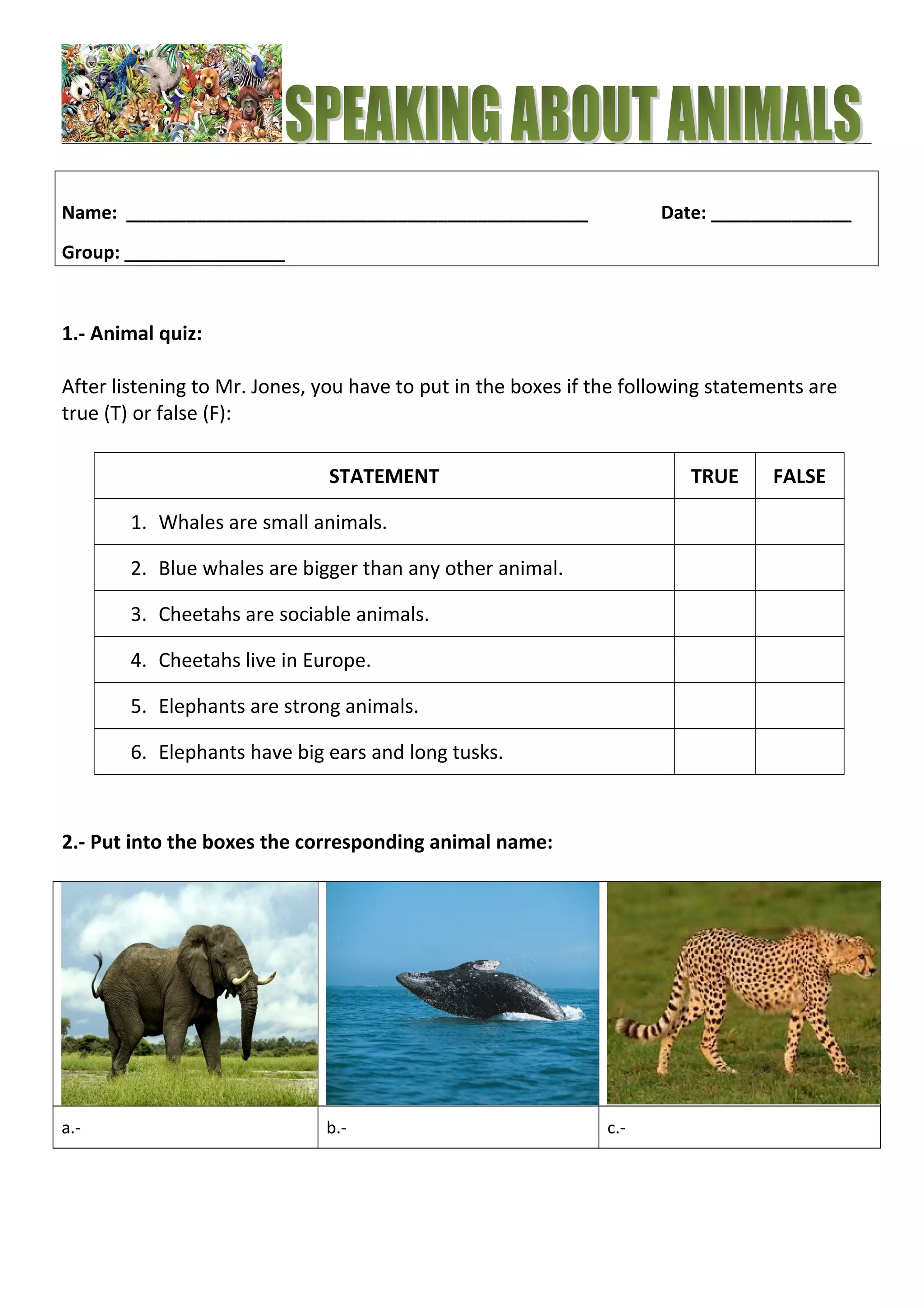 Speaking about animals | DOC