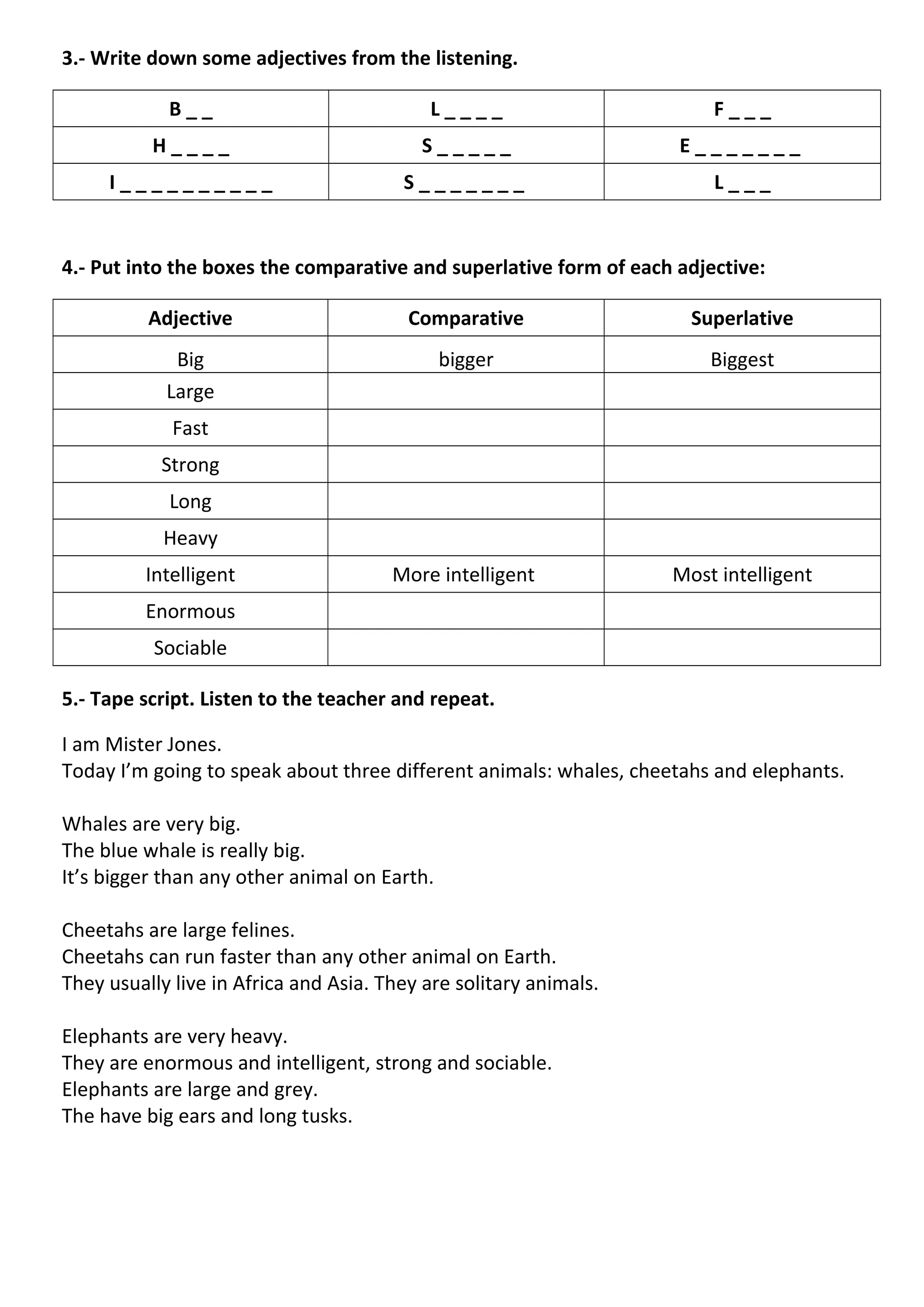 Speaking about animals | DOC