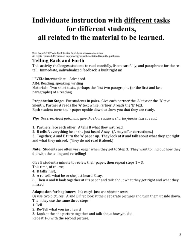 Effective Multi-Level Reading/Speaking Activities | PDF