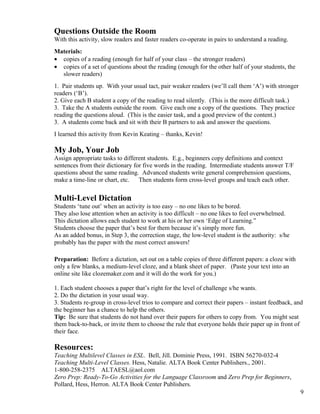 Effective Multi-Level Reading/Speaking Activities | DOC
