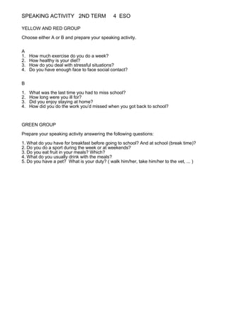 Speaking activity health | DOC