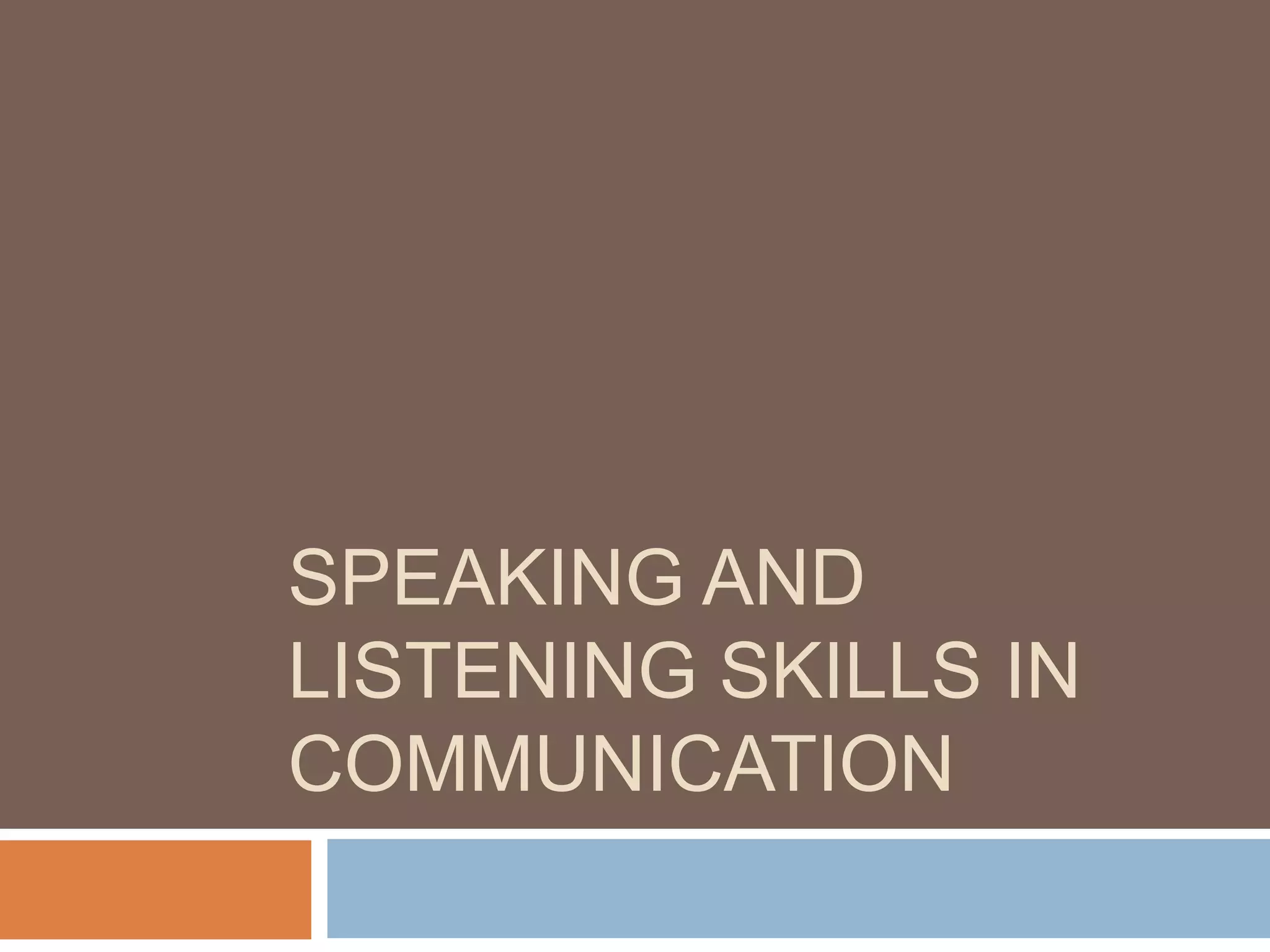 Speaking and listening skills | PPT