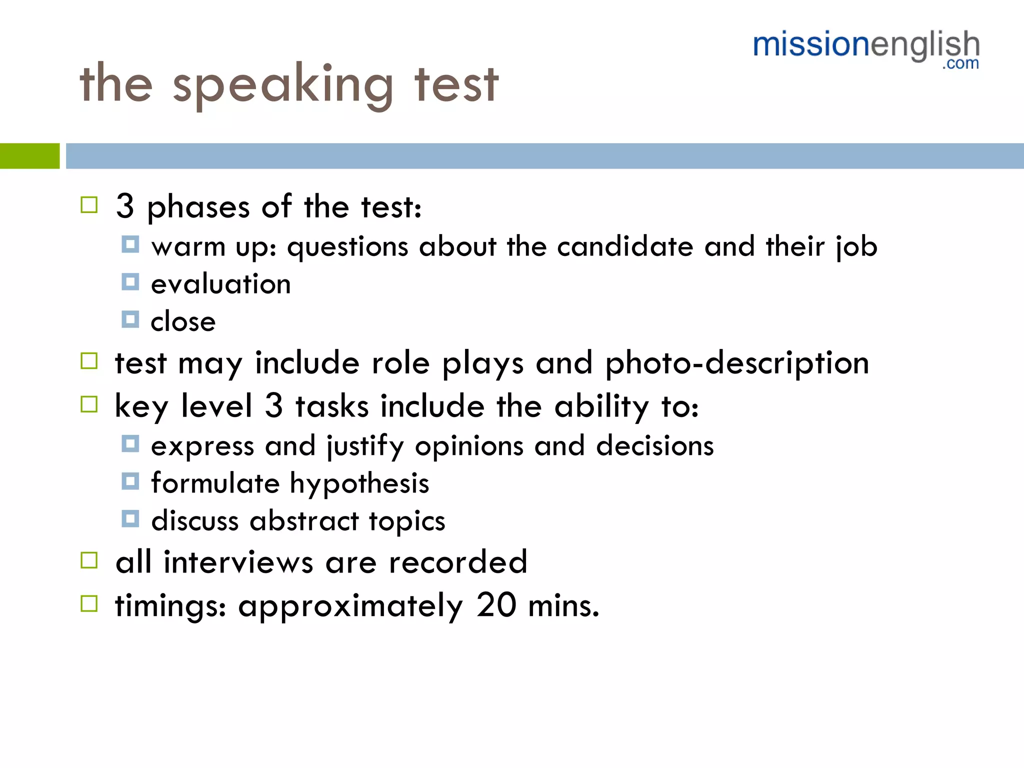 Speaking assessment for STANAG 6001 | PPT