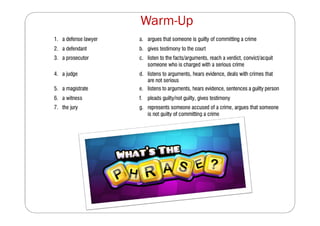 Speaking Class 5. Law and Order | PDF