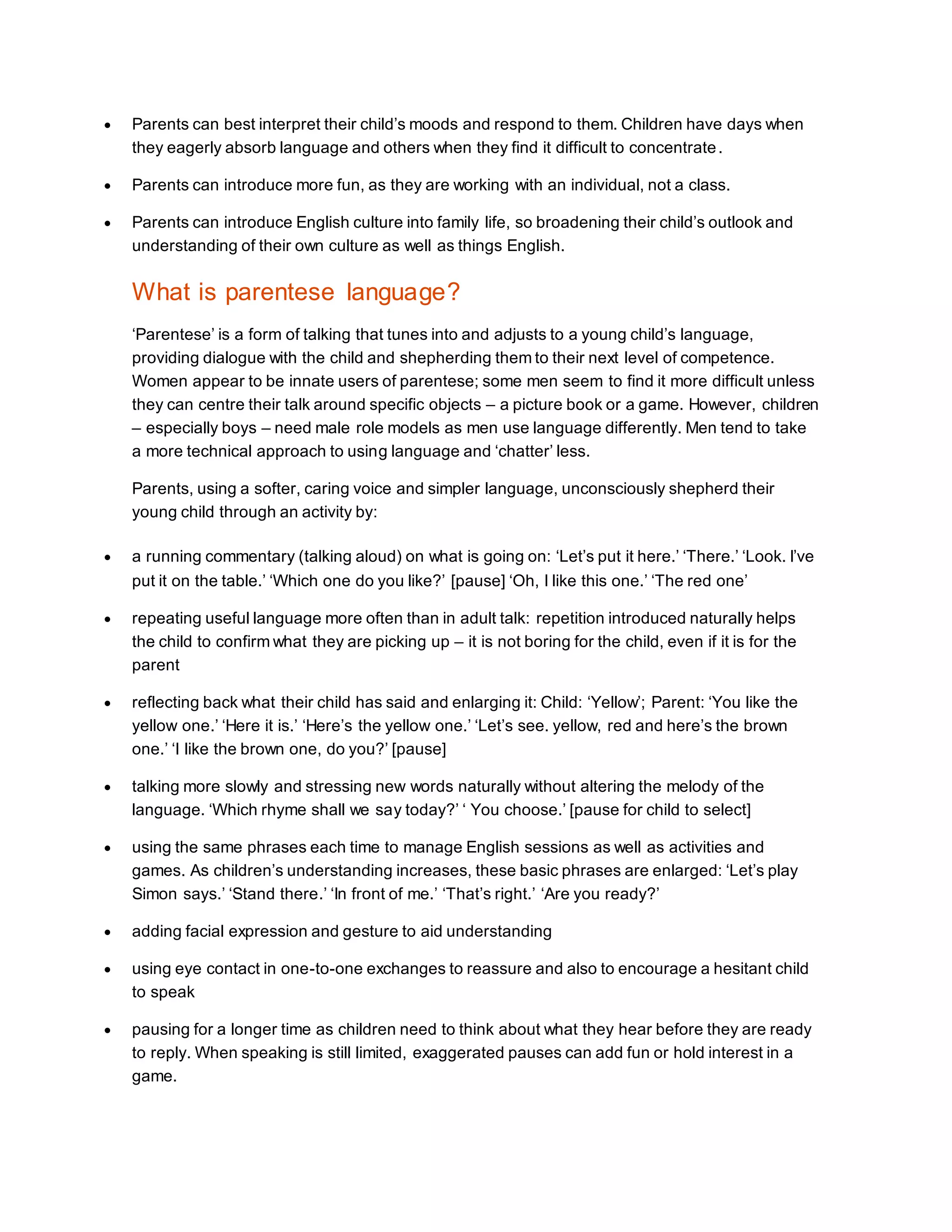 Speaking english at home | DOCX