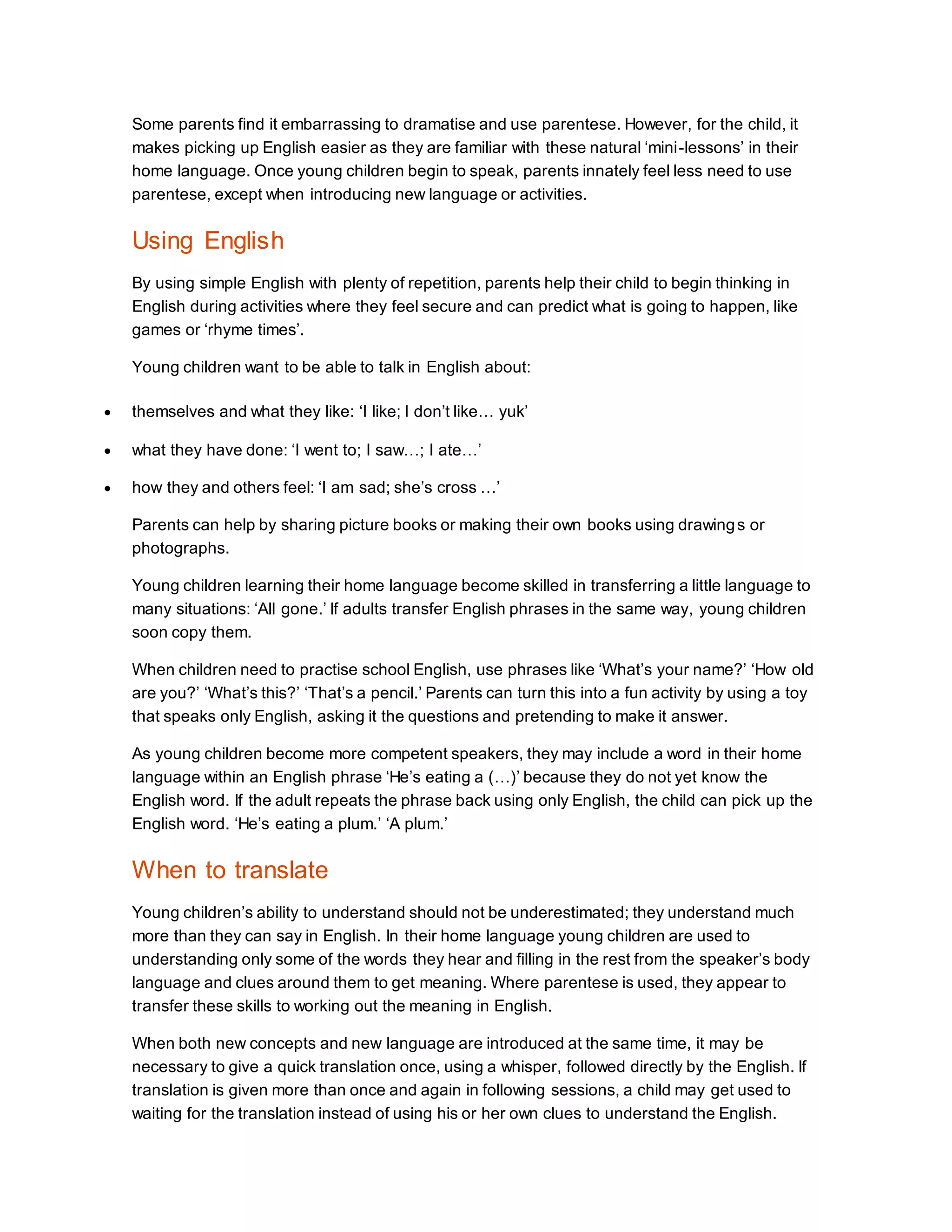 Speaking english at home | DOCX