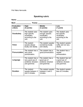 Speaking evaluation | PDF