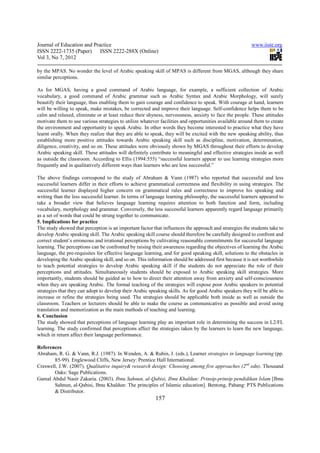 Speaking good arabic learners’ perceptions | PDF