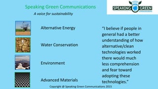 Speaking green commuincations sustainability a path to peace 11-12-2015 ...