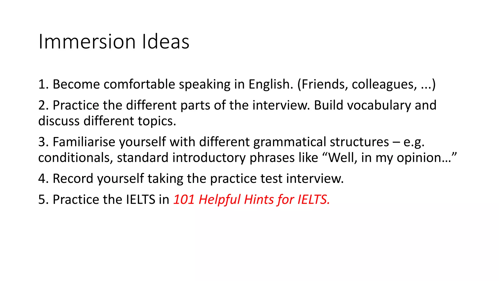 Speaking ielts presentation | PPTX