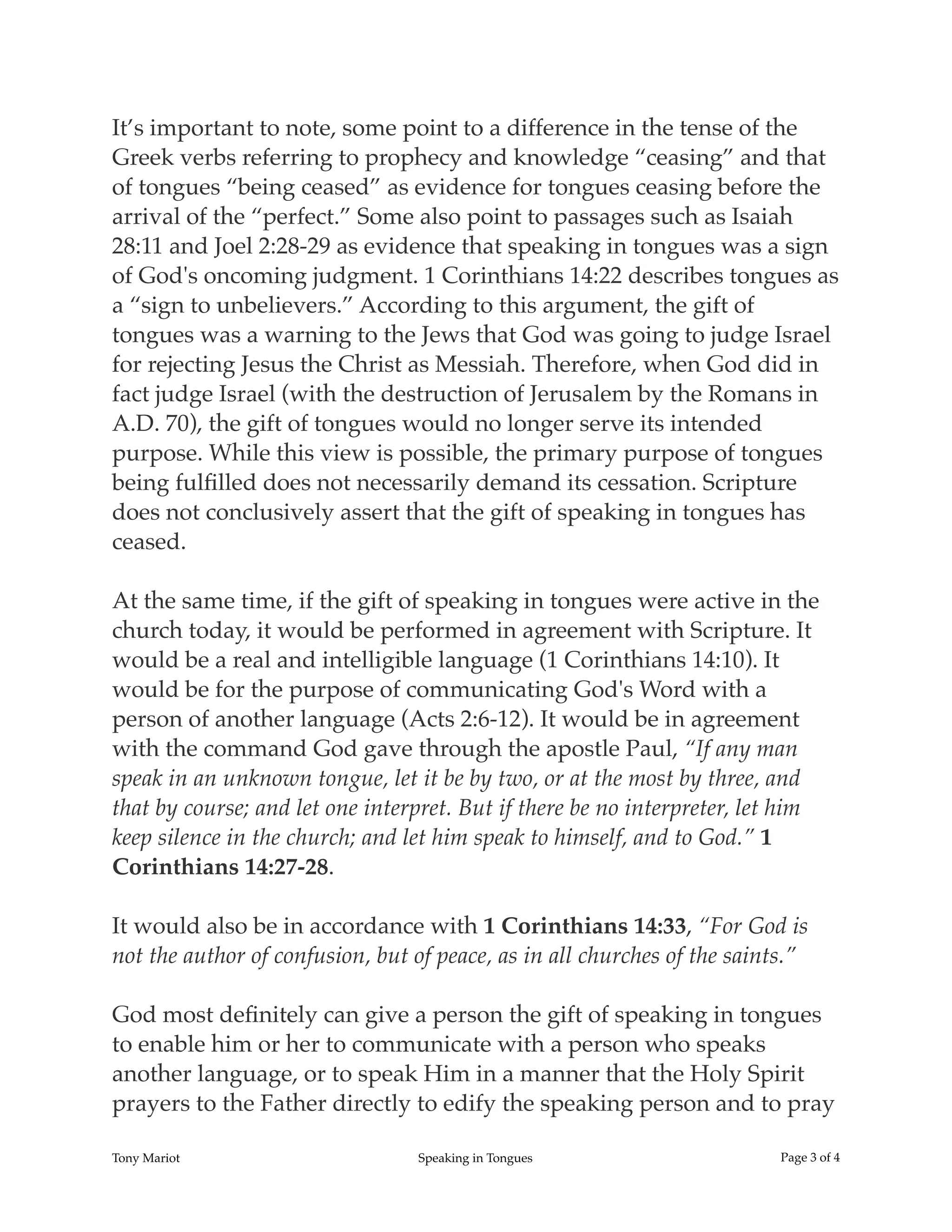 Speaking in Tongues | PDF