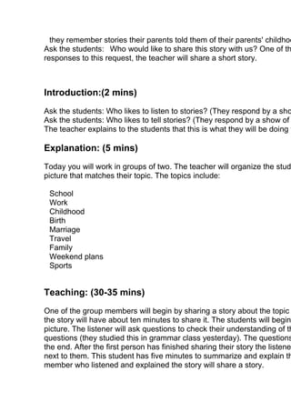 Speaking lesson plan | PDF