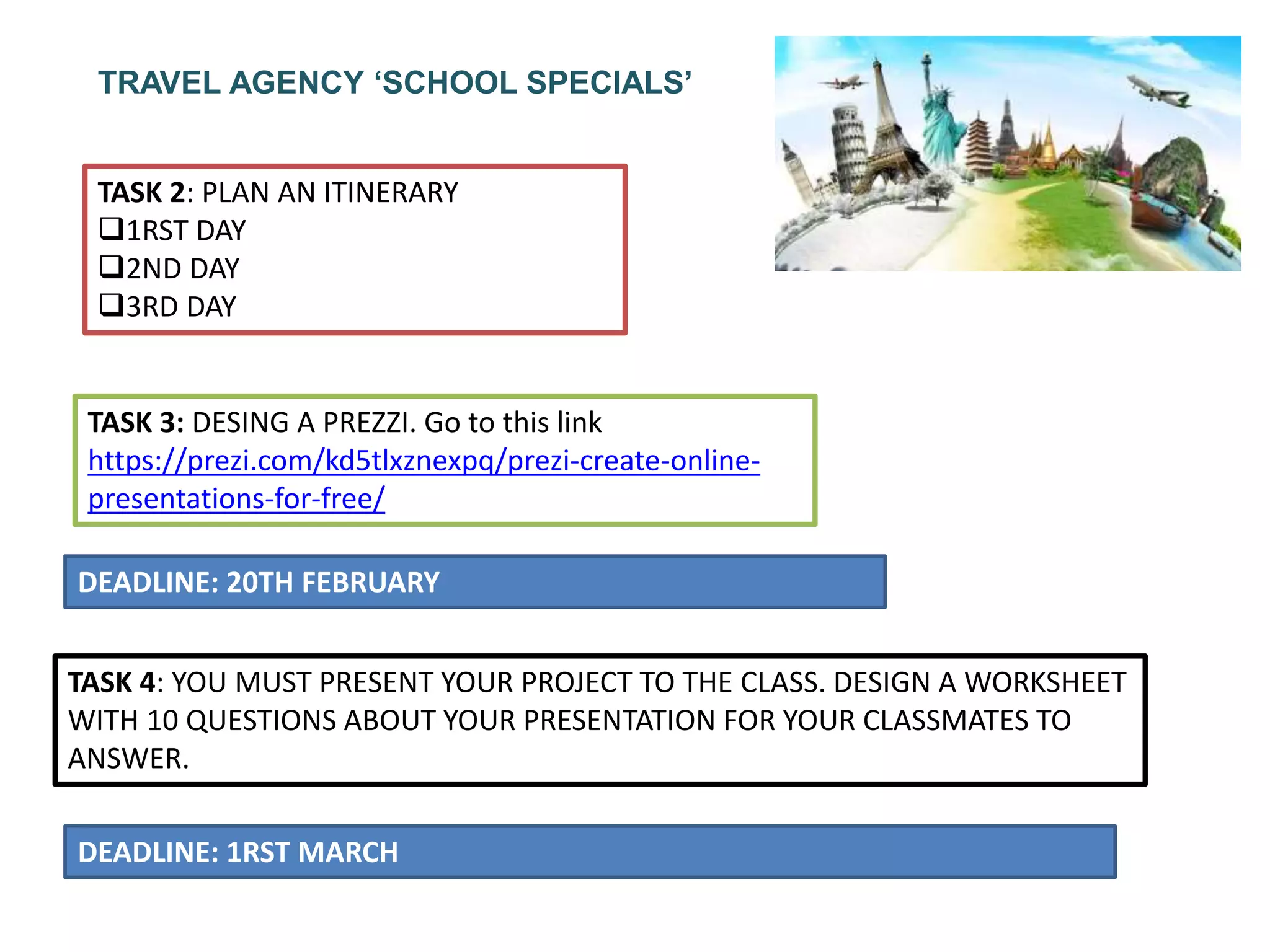 Speaking project 3 rd eso 'a travel agency' | PPT