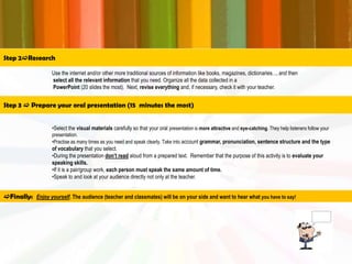 Speaking project guide | PPTX | Educational Assessment | Education