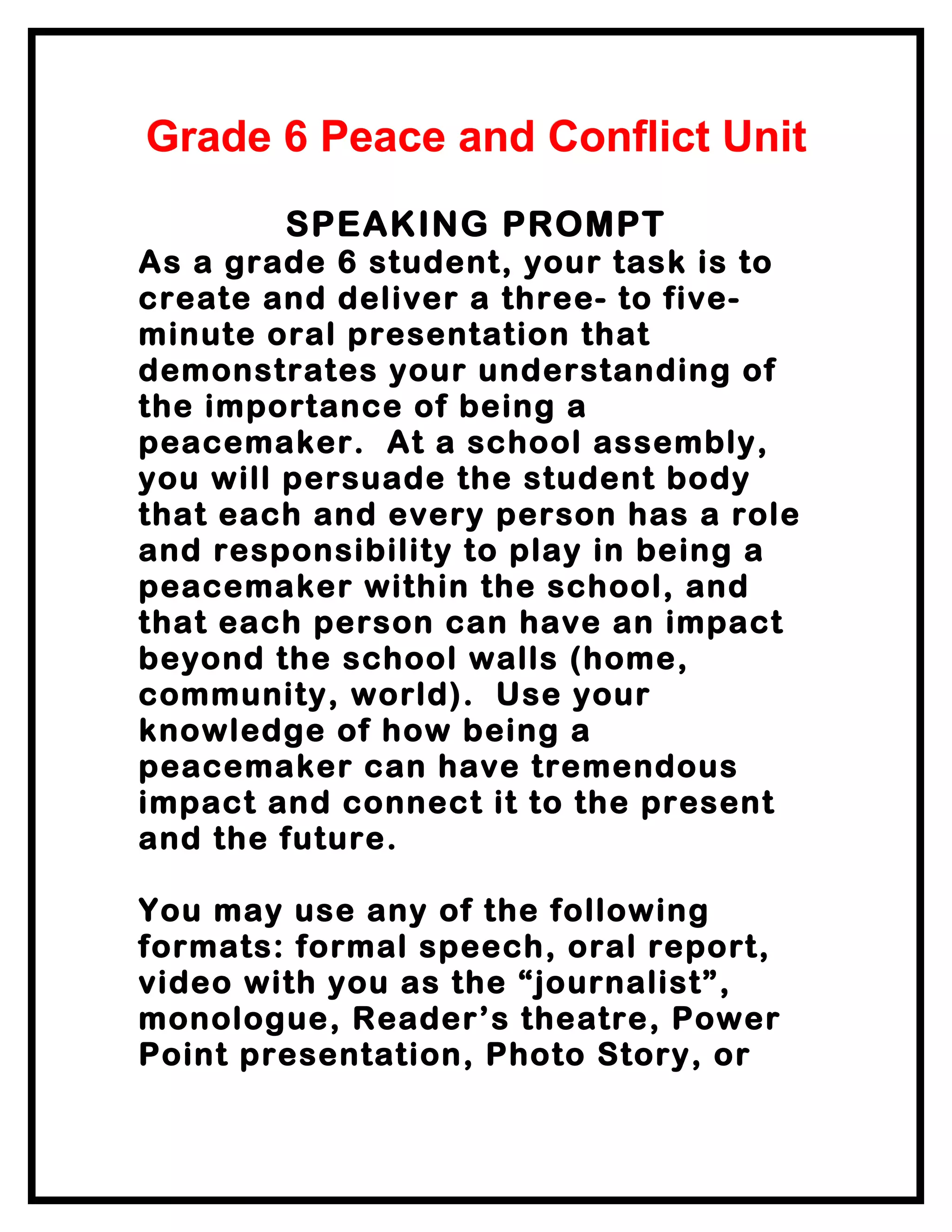 Speaking prompt student version | PDF