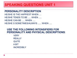 Speaking questions 3ºeso_unit1 | PPT