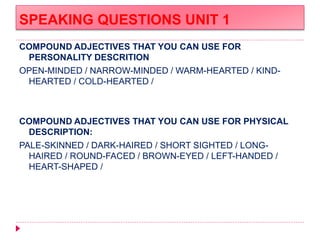 Speaking questions 3ºeso_unit1 | PPT