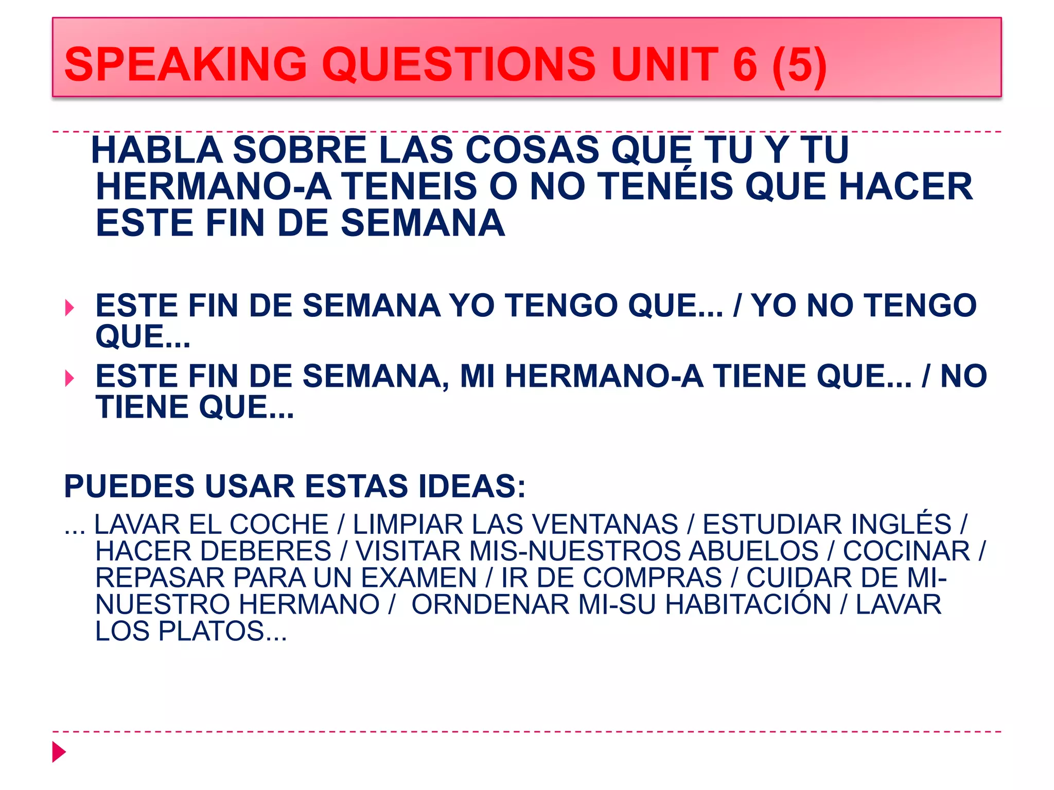 Speaking questions 3rd_ESO_unit6 | PPTX