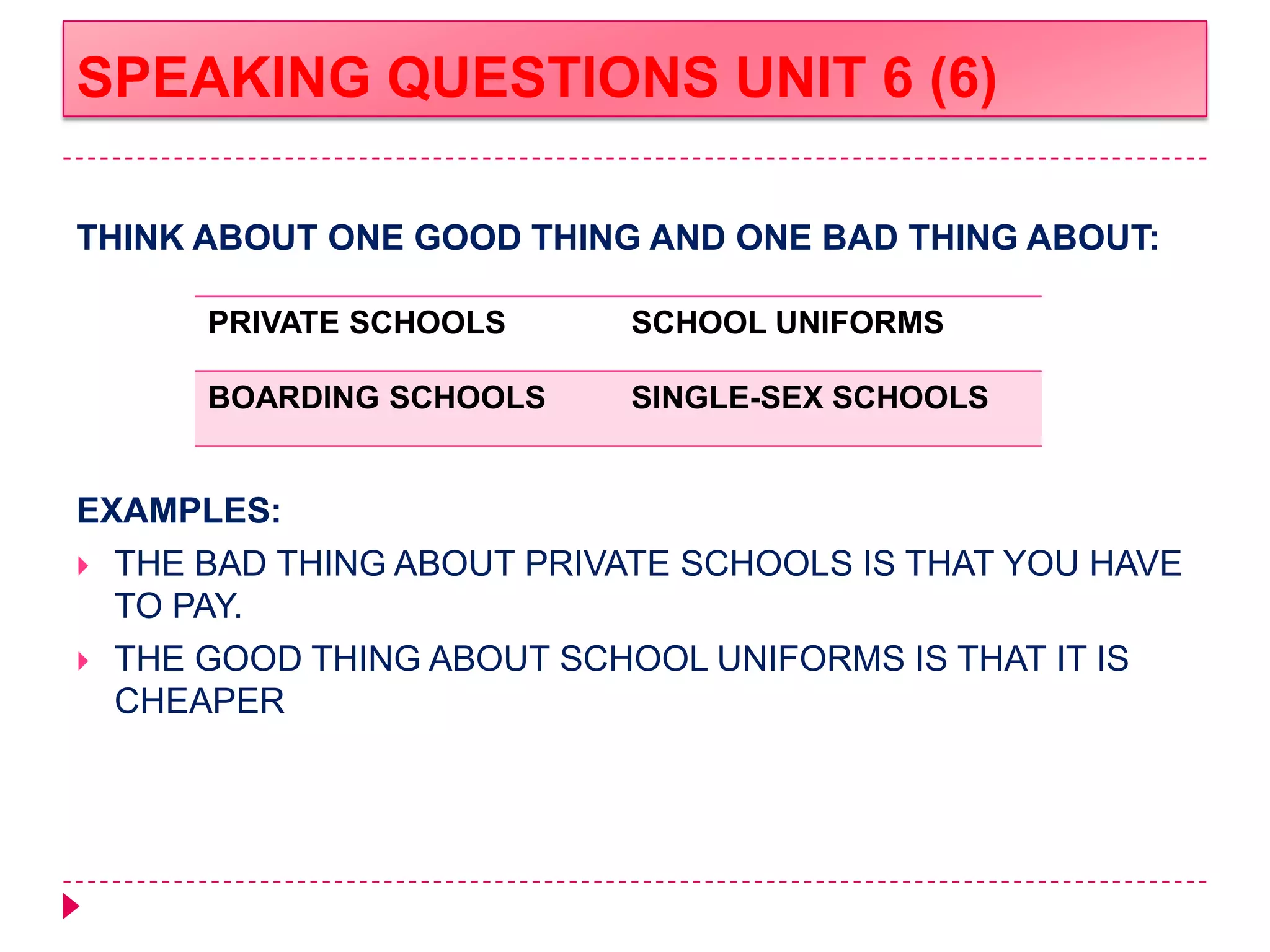 Speaking questions 3rd_ESO_unit6 | PPTX