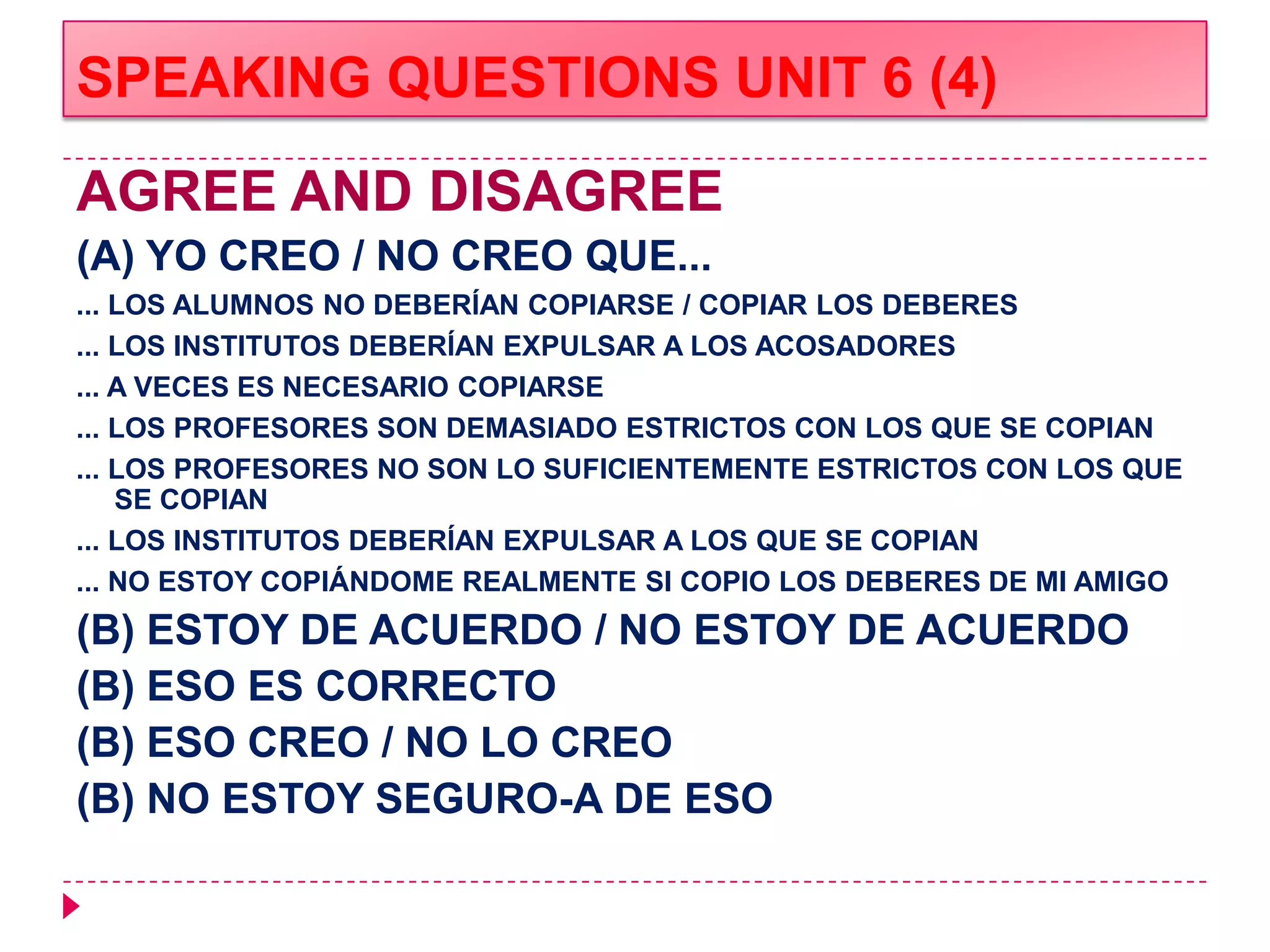 Speaking questions 3rd_ESO_unit6 | PPTX
