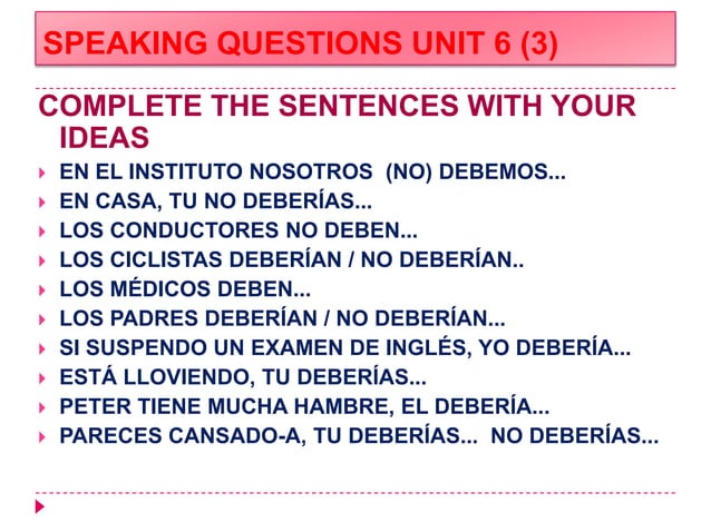 Speaking questions 3rd_ESO_unit6 | PPTX