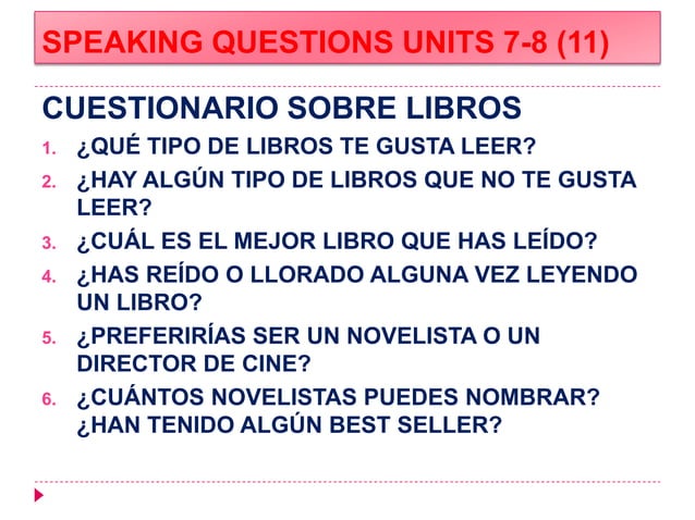 Speaking questions 3rd_ESO_units7-8 | PPT